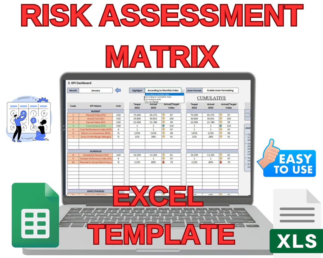 Risk Assessment Matrix Template Matrix Digital Excel - Etsy UK