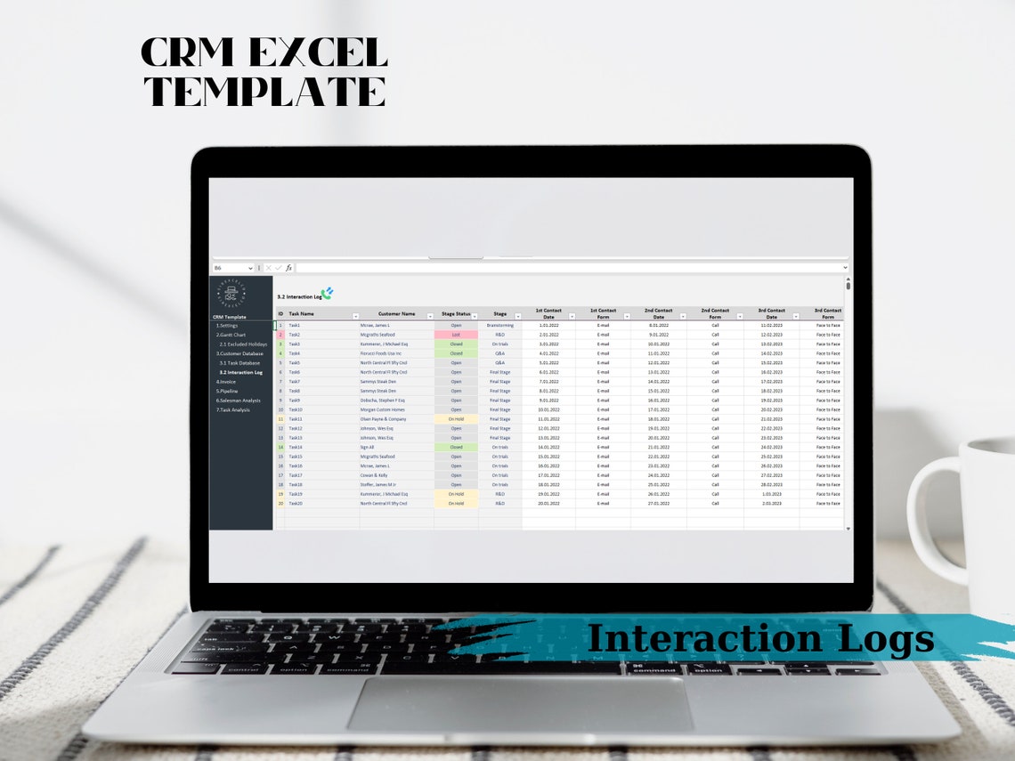 Crm Excel Template Customer Relationship Management Database Sheet