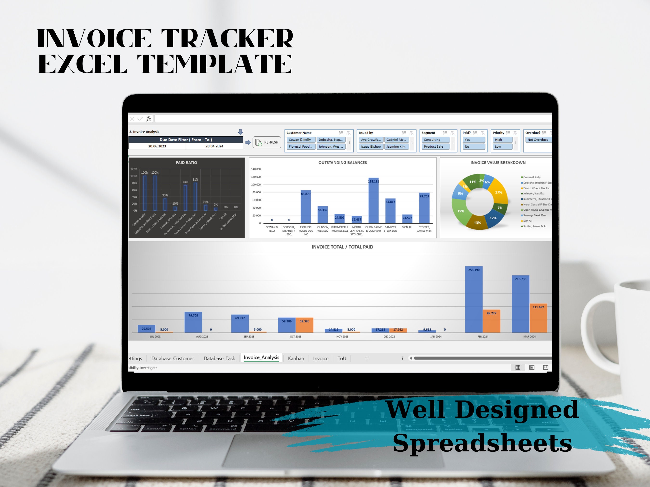 Advanced Invoice Tracker Excel Template,invoice Tracking Spreadsheet ...