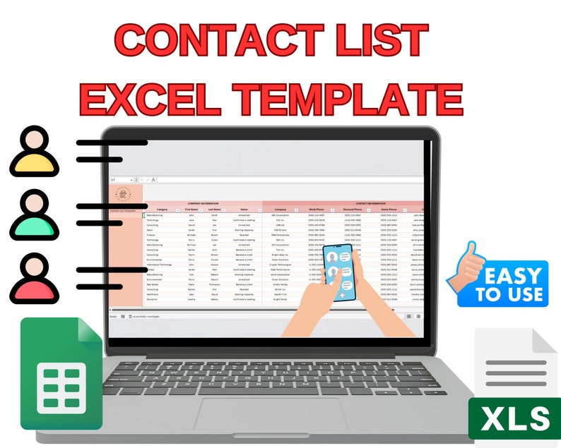 Contact List Tracker Excel Template | Easily Save and Organize Your ...