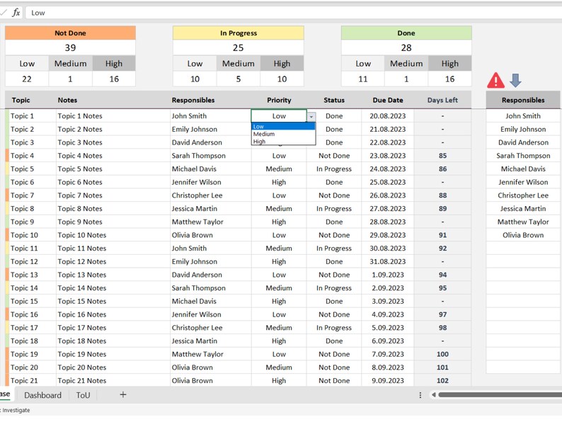 Advanced to Do List Excel Template | Digital Daily Planner | Printable ...