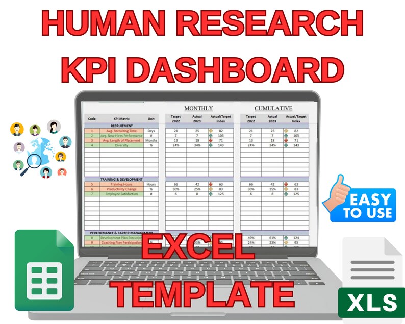 HR KPI Dashboard Excel Template, Human Resource Excel Kpi Report Template, Dynamic Reporting ...