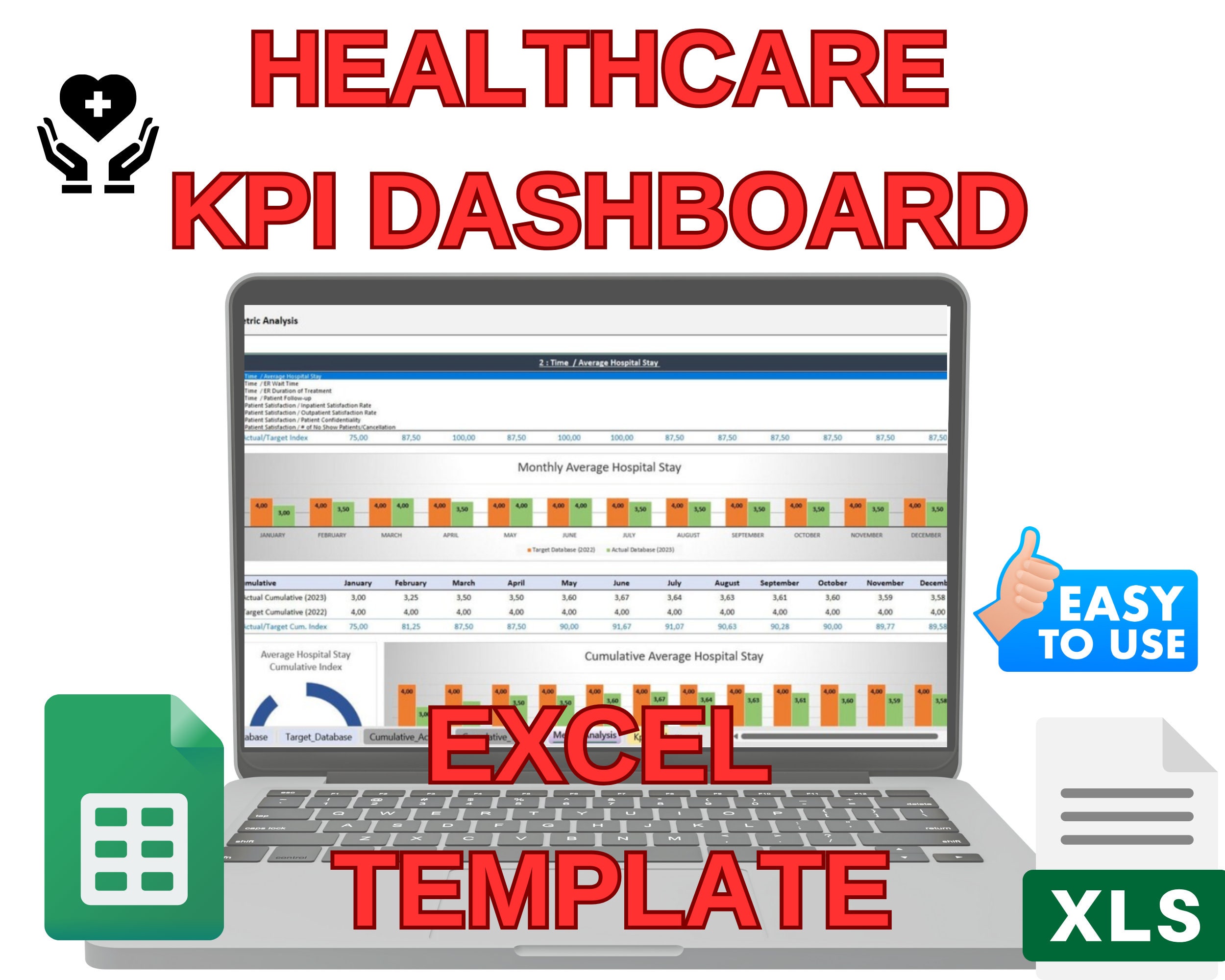Healthcare KPI Dashboard Excel Template, KPI Report, Dynamic Reporting ...