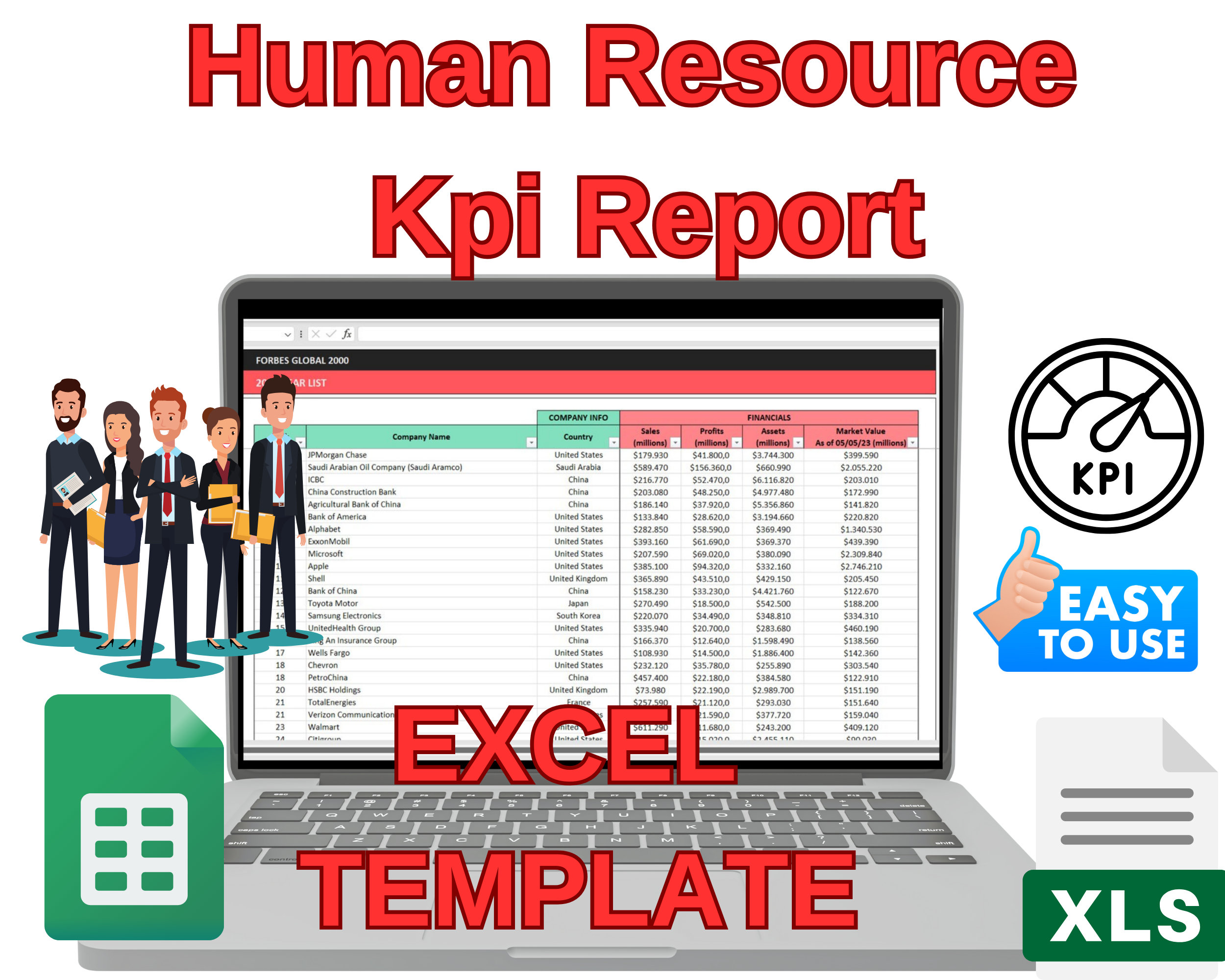 HR KPI Dashboard Excel Template Human Resource Excel Kpi - Etsy UK