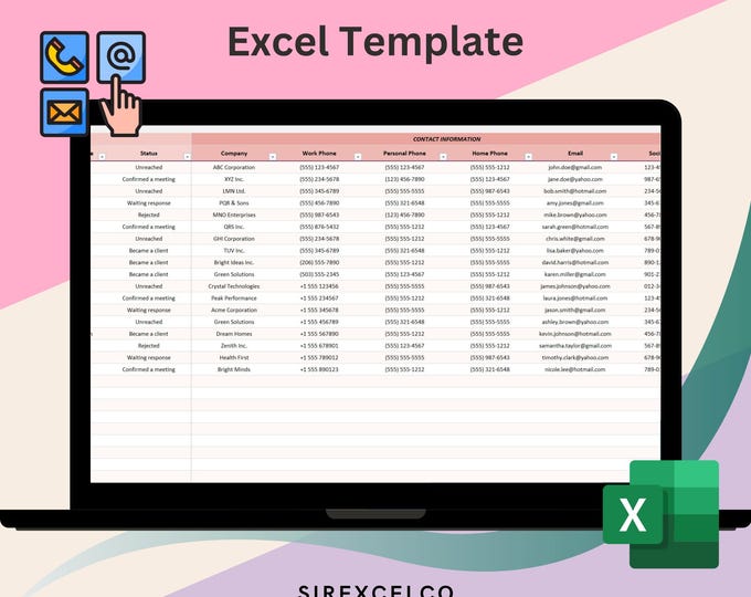 Contact List Tracker Excel Template | Easily Save and Organize Your ...