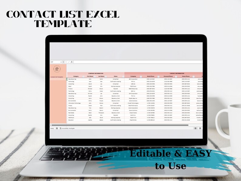 Contact List Tracker Excel Template | Easily Save and Organize Your ...