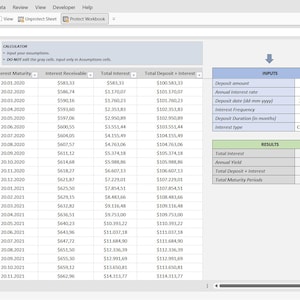 Dynamic Deposit Interest Calculator Excel Template | Easy-to-use Simple ...