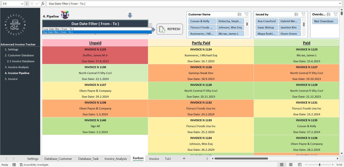 Advanced Invoice Tracker Excel Template,invoice Tracking Spreadsheet ...