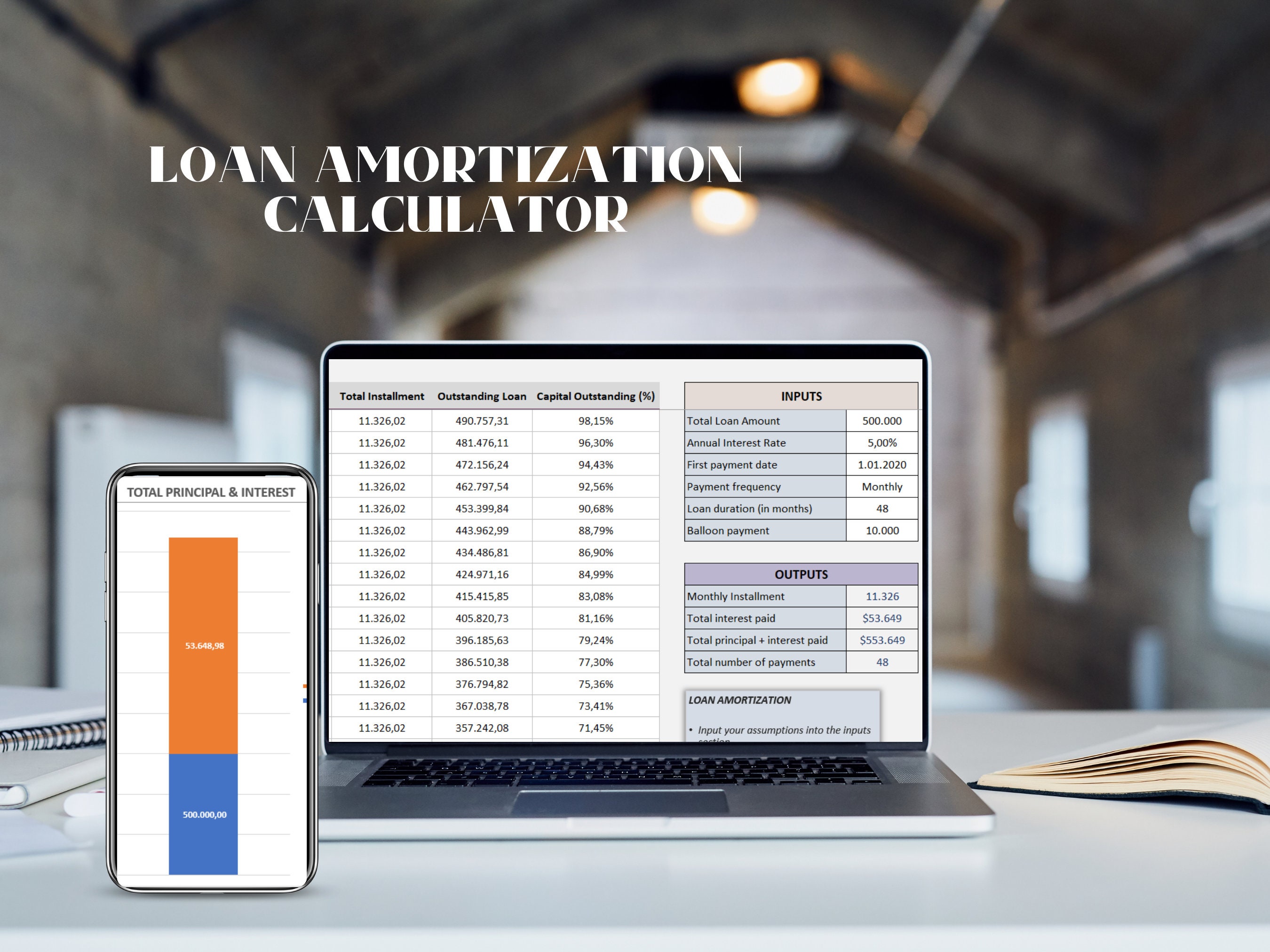 Loan Amortization Calculator Excel Template, Amortization Schedule File ...