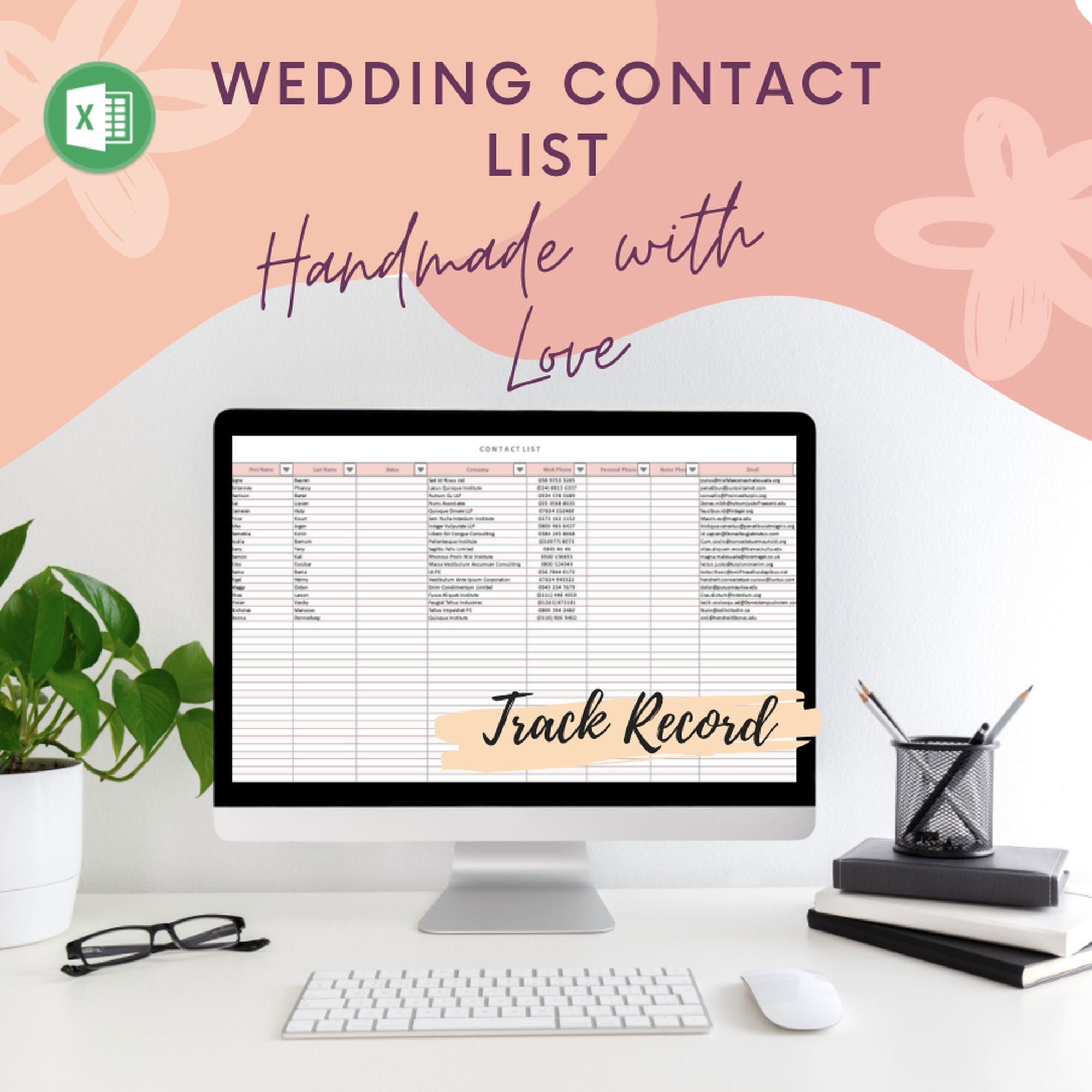 Wedding Contact List Excel Spreadsheet Printable PDF Etsy