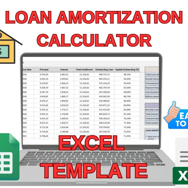 Amortization Excel Calculator - Etsy