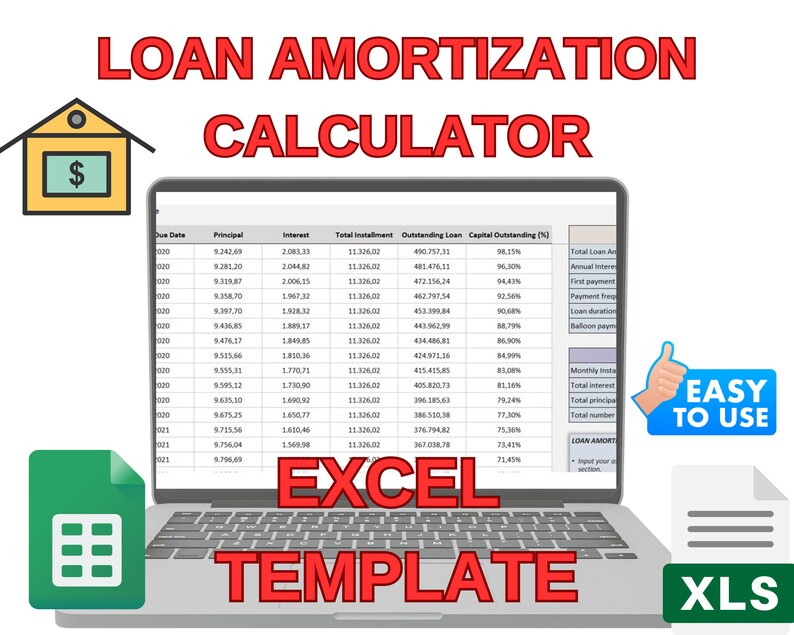 Loan Amortization Calculator Excel Template, Amortization Schedule File ...