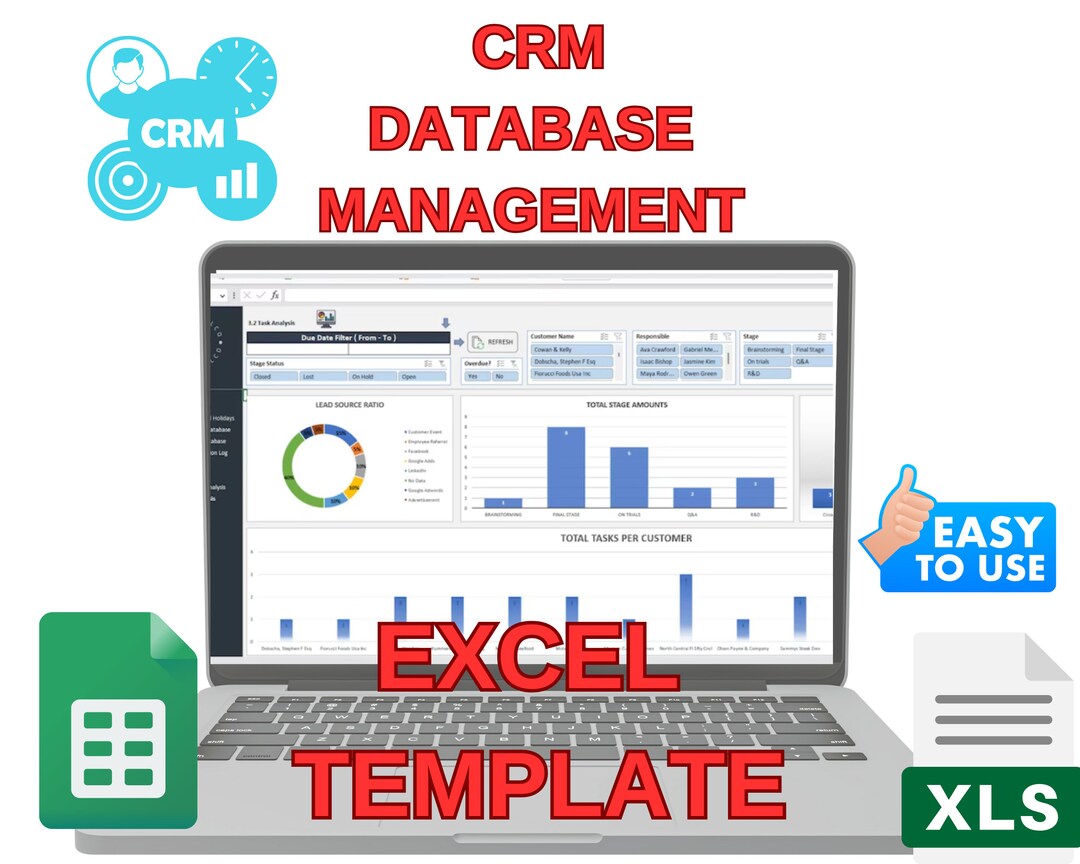 CRM Excel Template, Customer Relationship Management Database Sheet ...