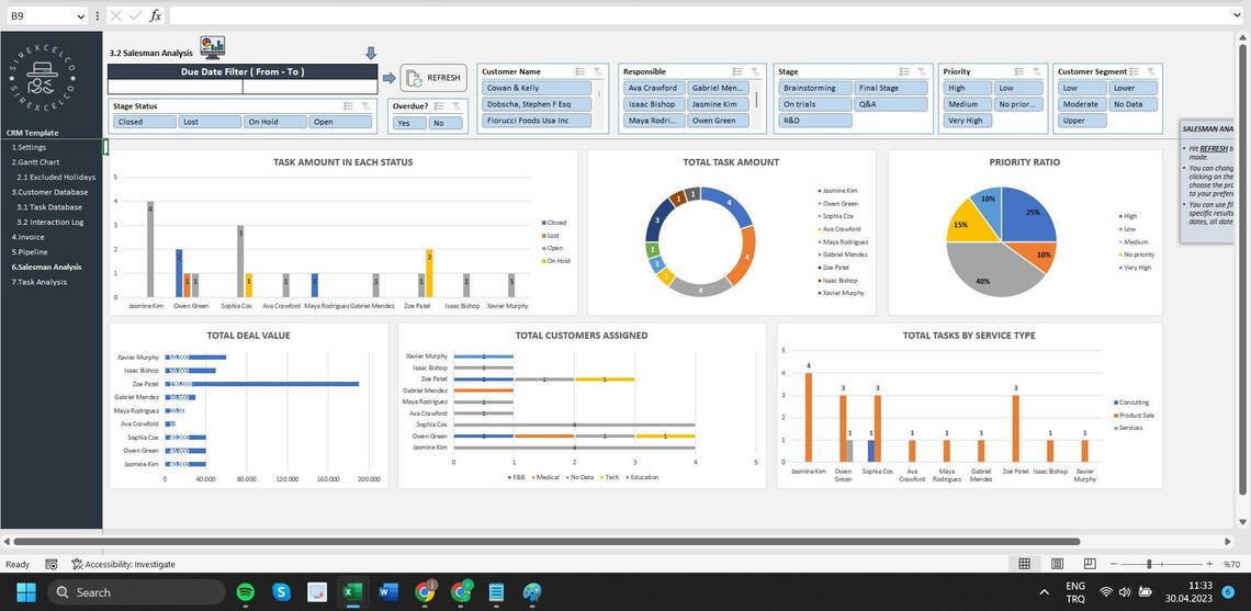 CRM Excel Template Bundle, CRM Dashboard Template, Kanban Board ...