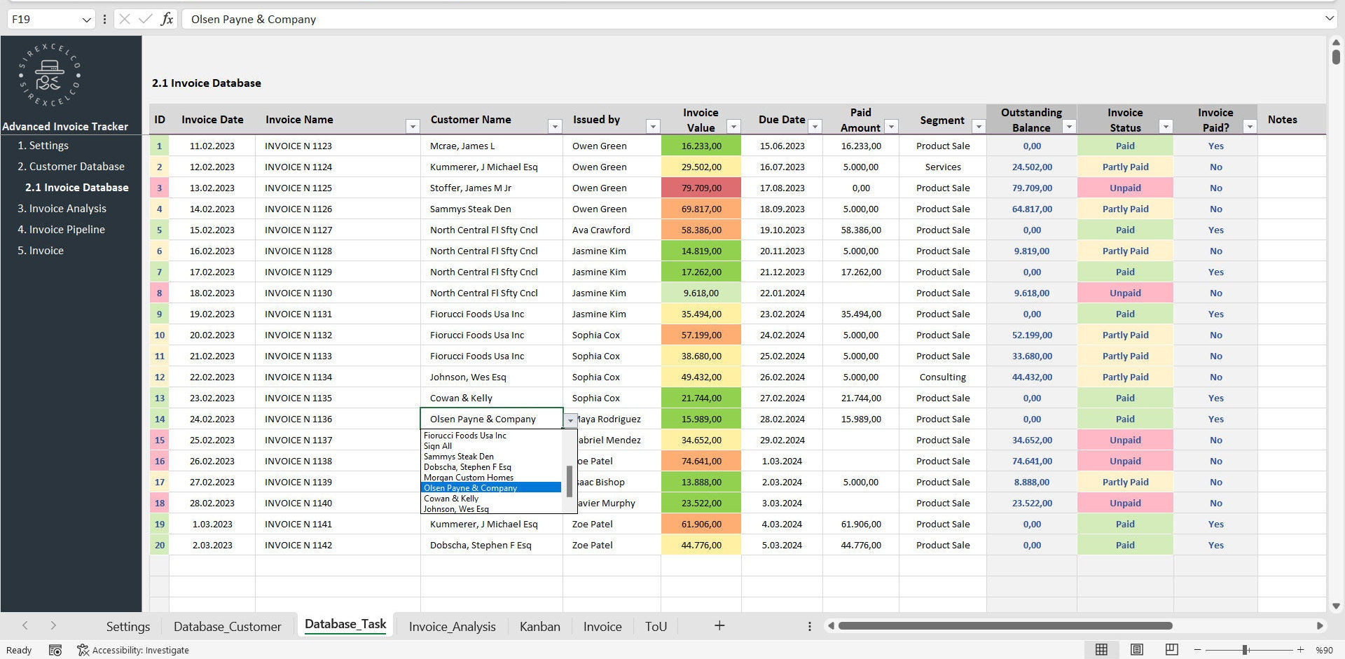 Advanced Invoice Tracker Excel Template,invoice Tracking Spreadsheet ...
