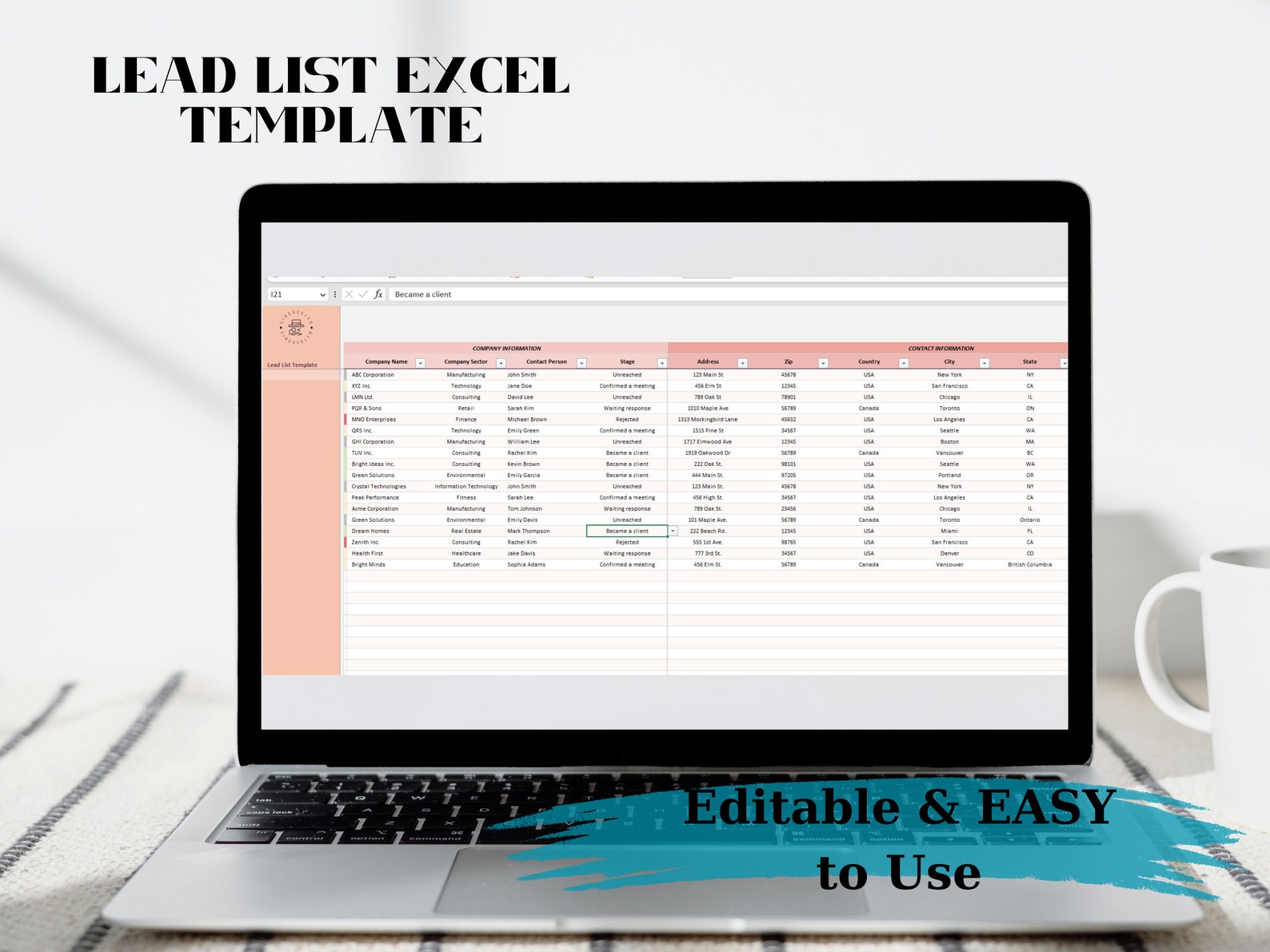 Lead Tracker Excel Template, Printable Customer Follow up Google Sheet ...