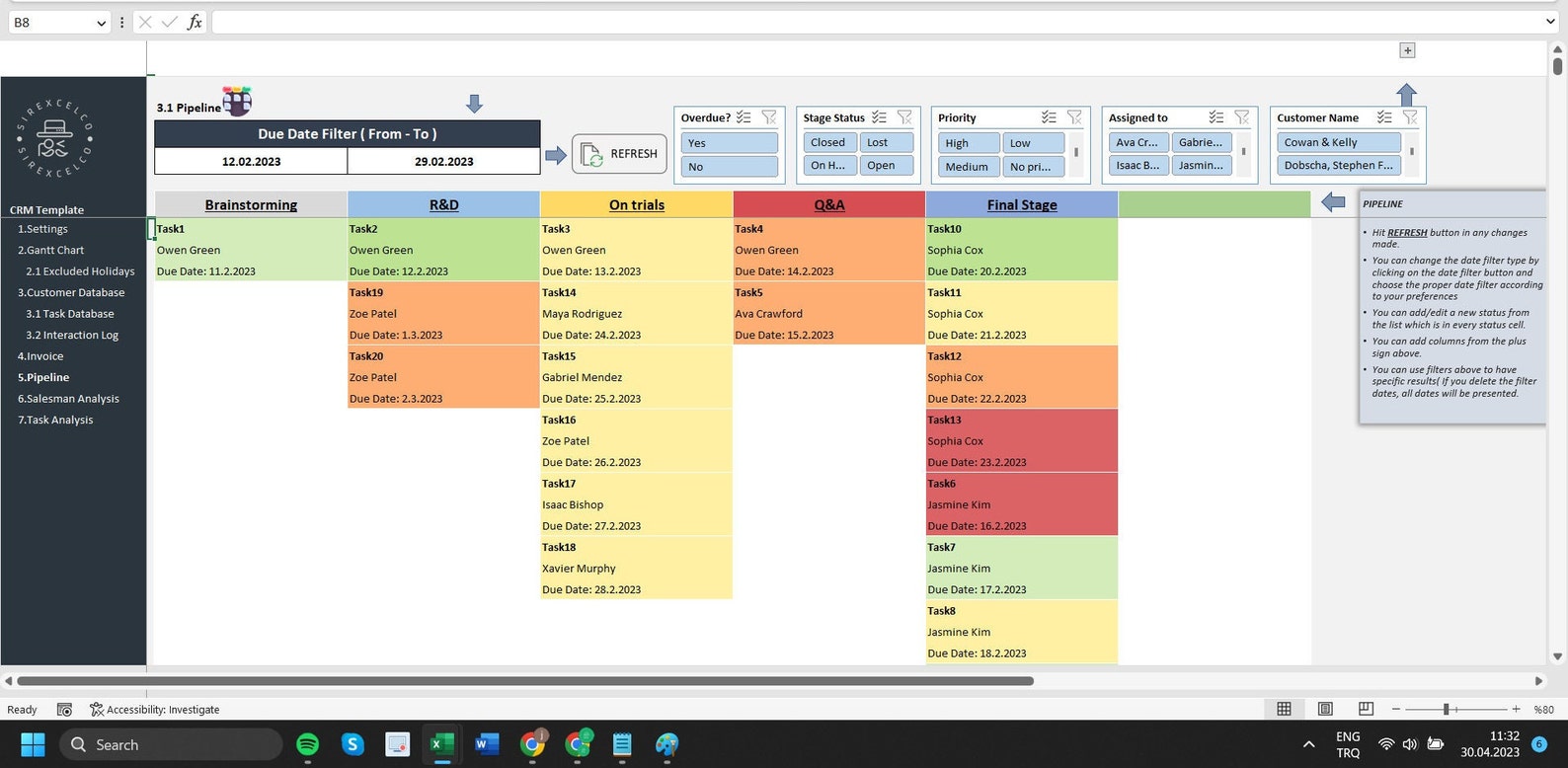 CRM Excel Template Bundle, CRM Dashboard Template, Kanban Board ...