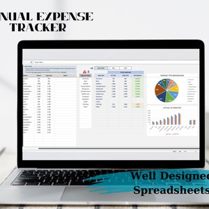 Annual Expense Tracker, Finance Budget Excel Template, Monthly ...