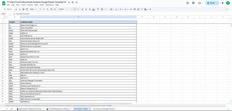 Fund & Benchmark Analysis Google Sheets Template | Investment Analytics ...