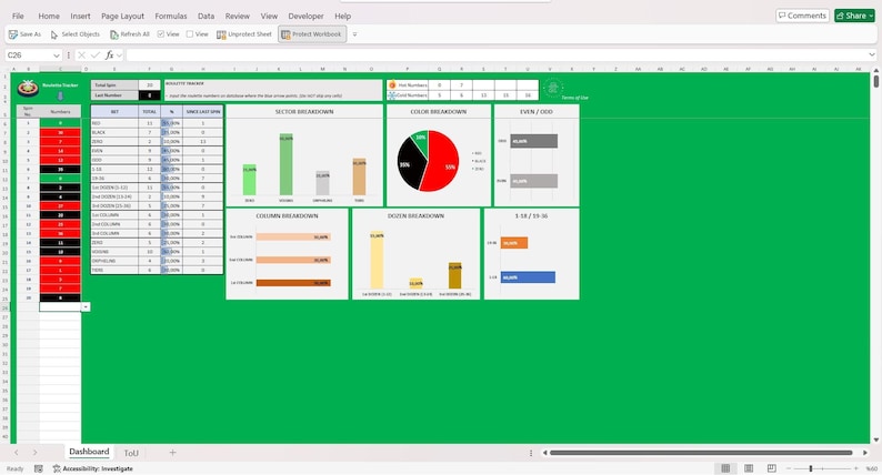 Roulette Excel Tracker Template | Analyze Bets and Winning Patterns ...