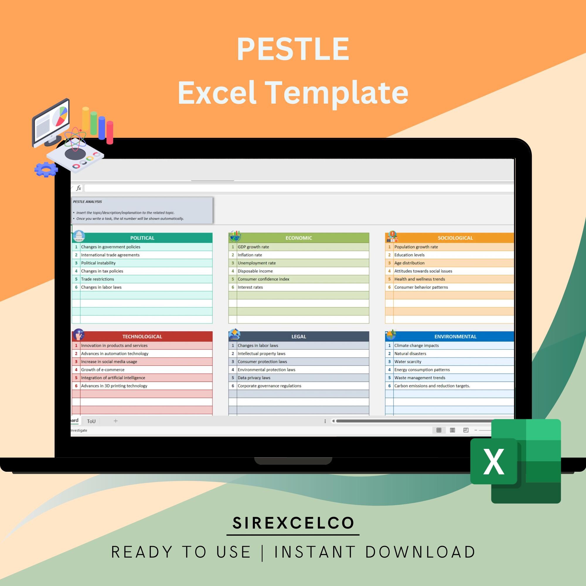 Pestle Analysis Template | Excel Template | Business Tool Project ...