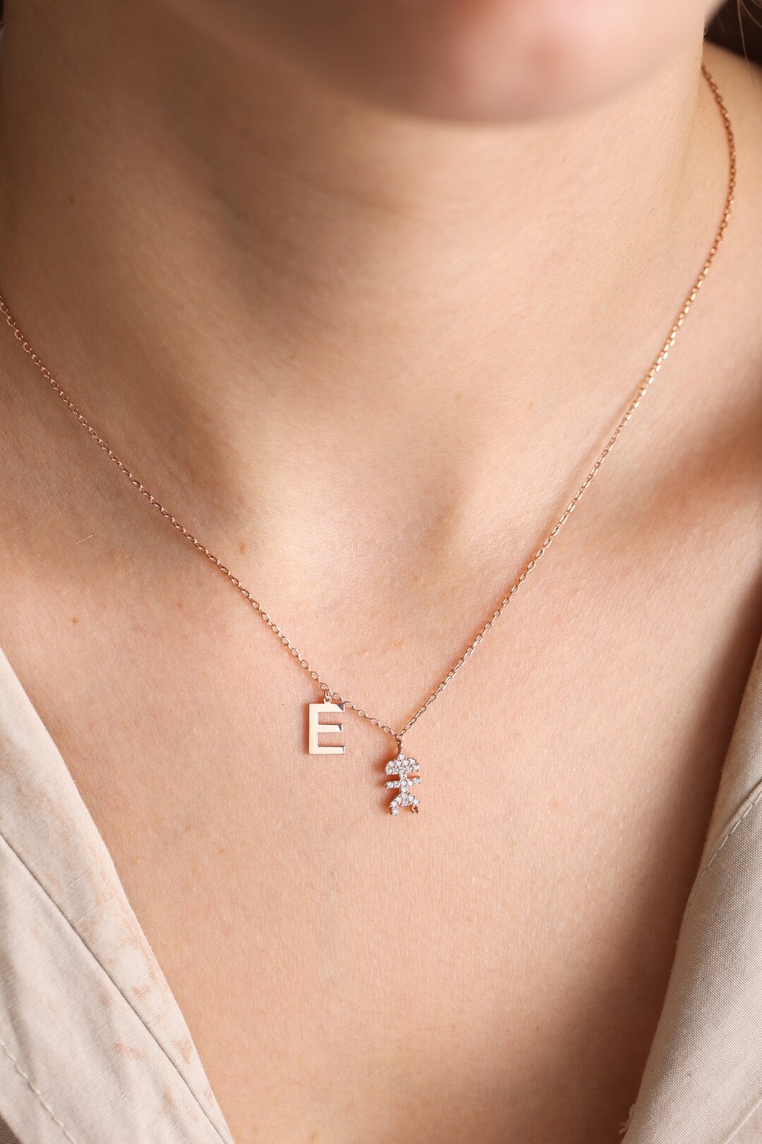 Child Initial Necklace Baby Initial Necklace Gold Initial - Etsy