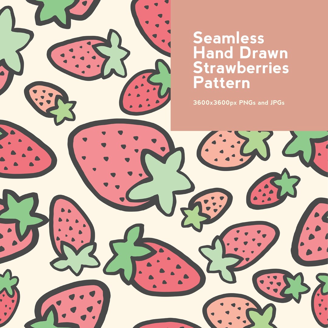 Strawberry Pattern Digital Paper | DIGITAL DOWNLOAD | Hand Drawn ...