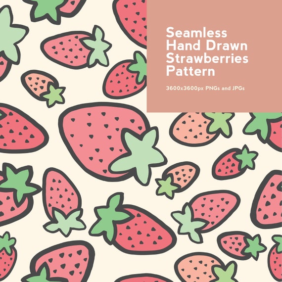 Strawberry Pattern Digital Paper DIGITAL DOWNLOAD Hand - Etsy
