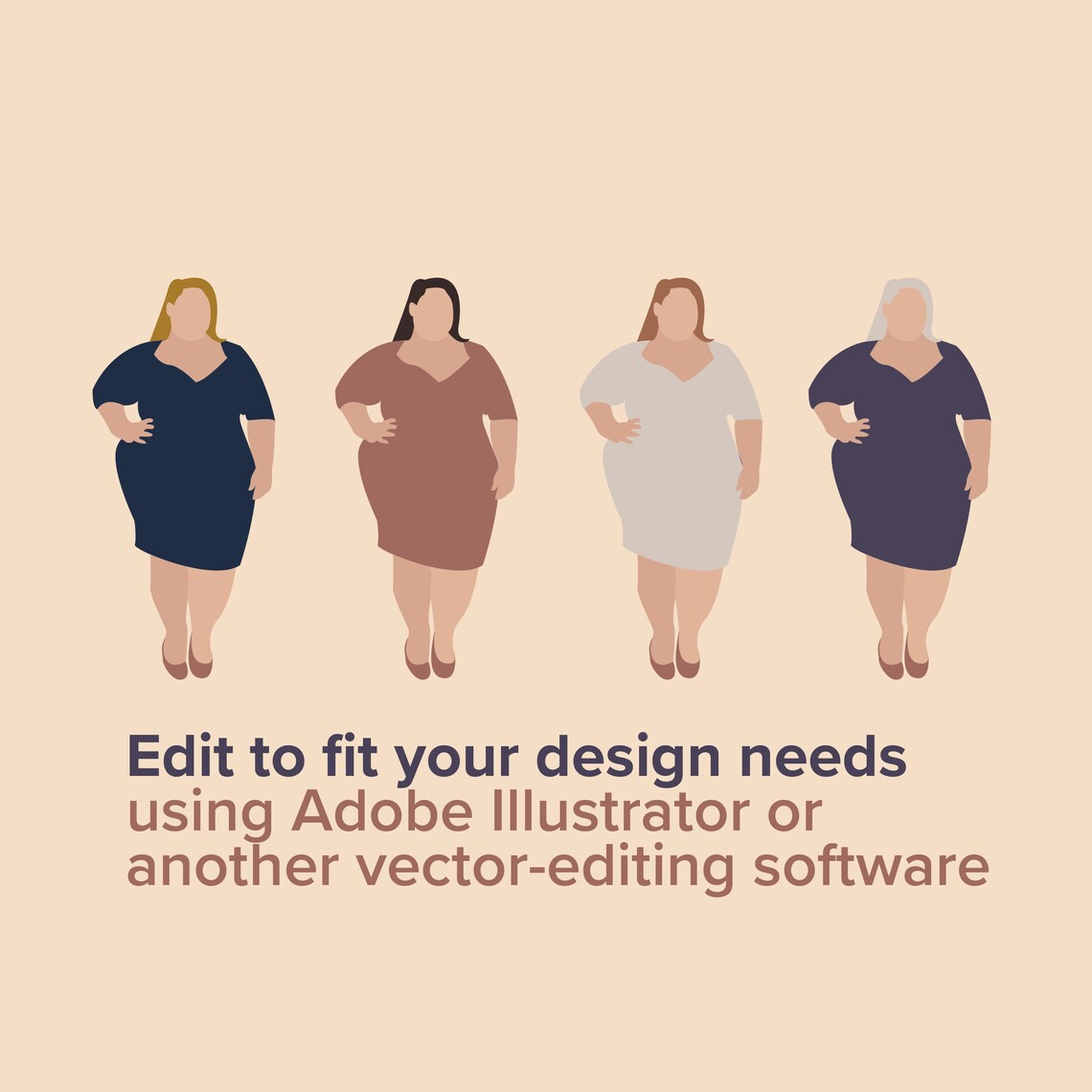 15 Plus Size Women Clip Art Illustrations | Editable Vector Drawings ...