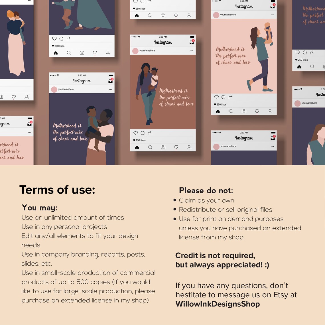 Motherhood Vector Illustrations | DIGITAL DOWNLOAD | Editable Mom ...
