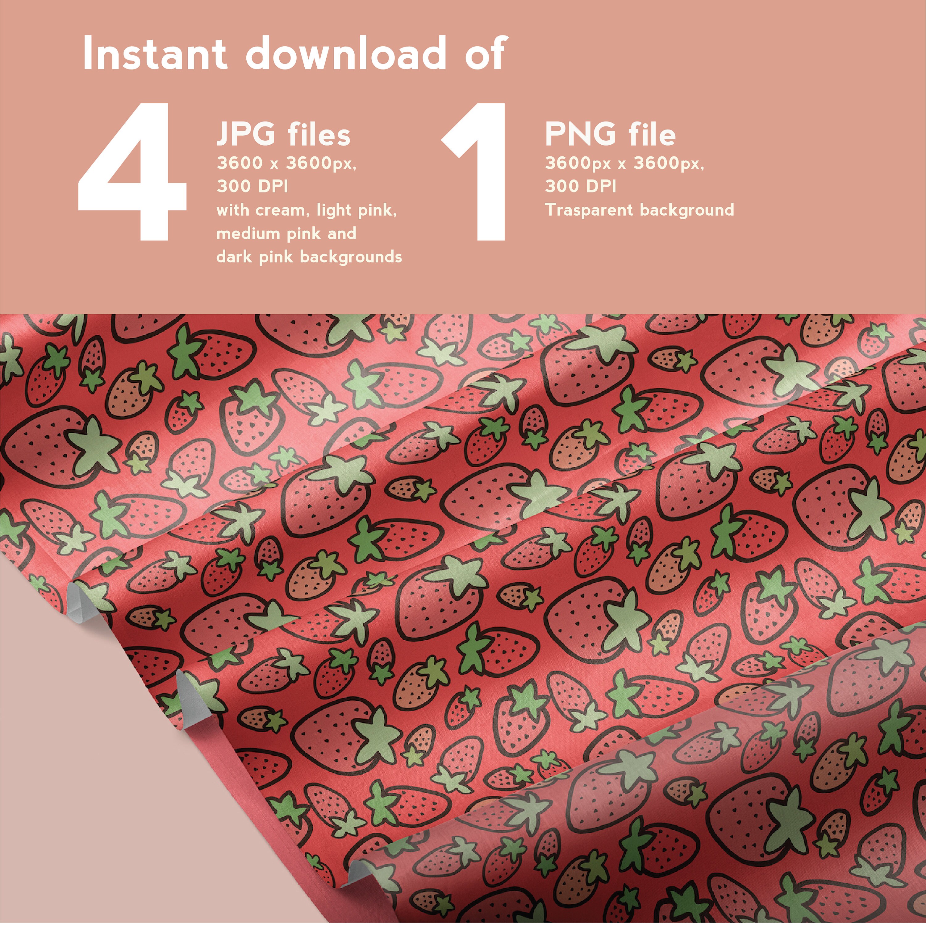 Strawberry Pattern Digital Paper | DIGITAL DOWNLOAD | Hand Drawn ...