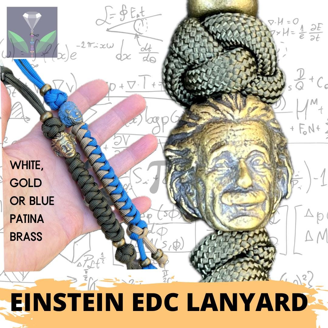 Einstein Knife Key Fob Air Tag Keychain 550 Paracord Lanyard Optional ...