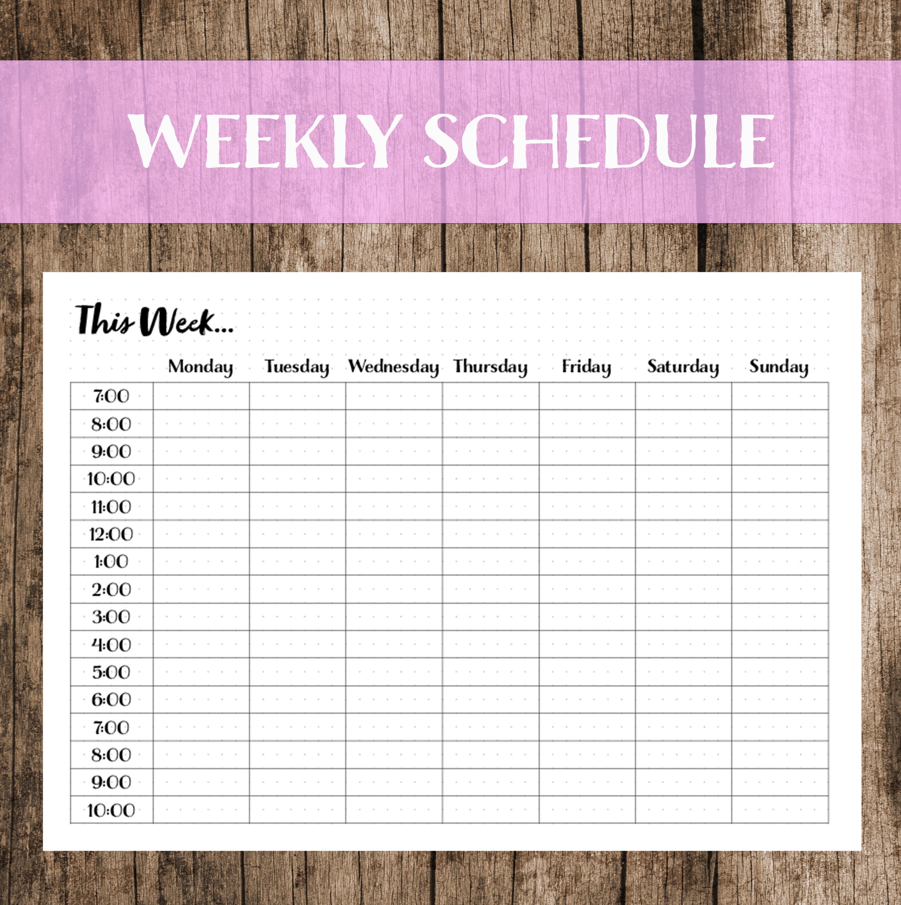 Weekly Schedule Printable Download Planner Timetable | Etsy