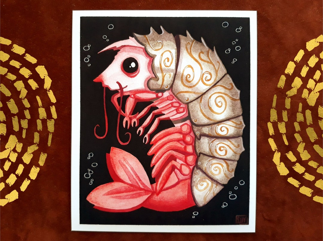 Warrior Shrimp Art Print – Watercolor Animal Illustration (5x6) - Etsy