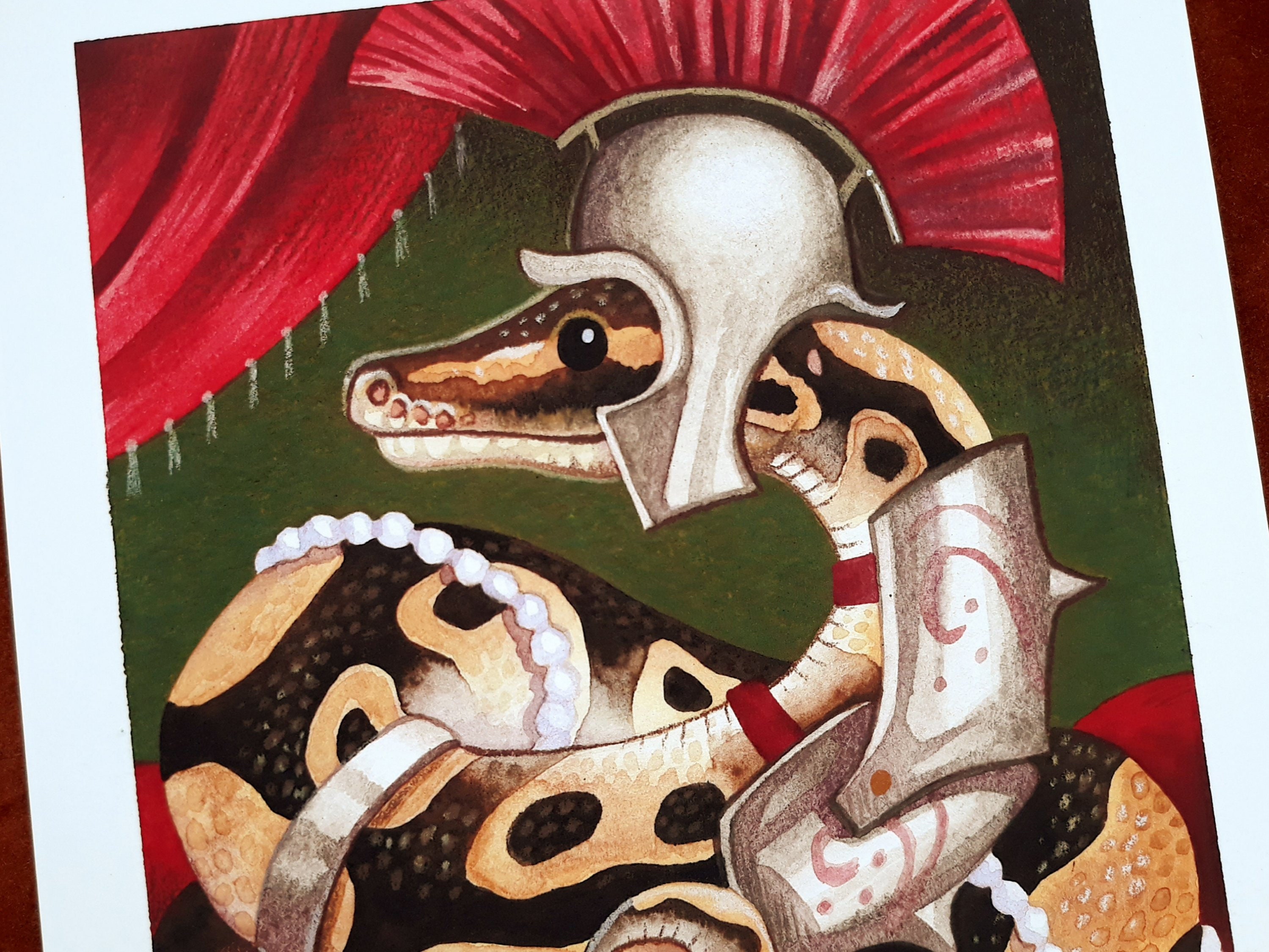 Ball Python Knight Art Print Watercolor Art Prints Warrior - Etsy UK