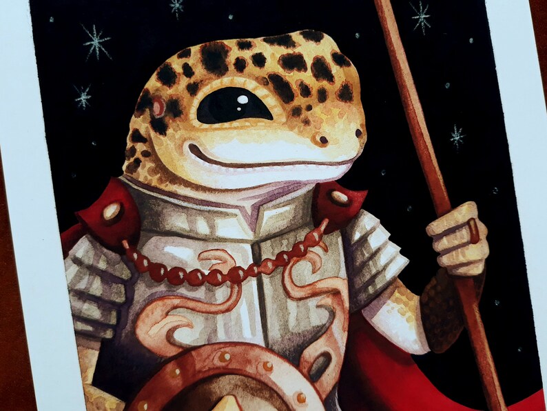 Leopard Gecko Knight Art Print Gecko Art Prints Watercolor - Etsy