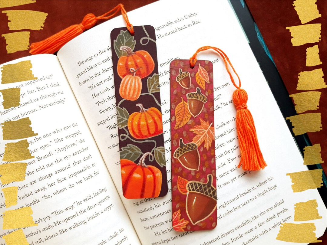 Autumn Vibes Bookmarks - Fall Colors - Hand-painted Wooden Book Markers ...