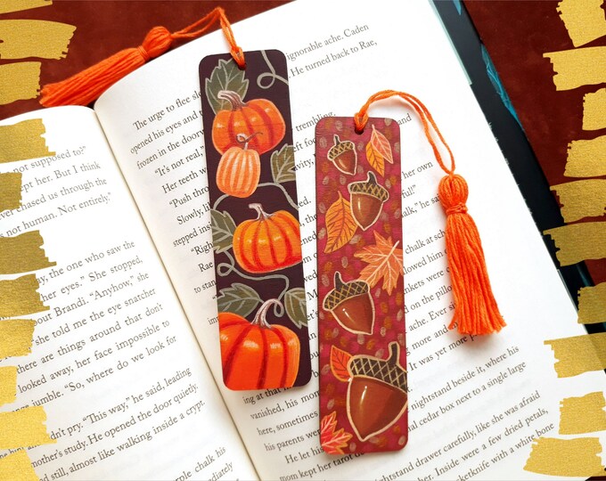 Autumn Vibes Bookmarks - Fall Colors - Hand-painted Wooden Book Markers ...