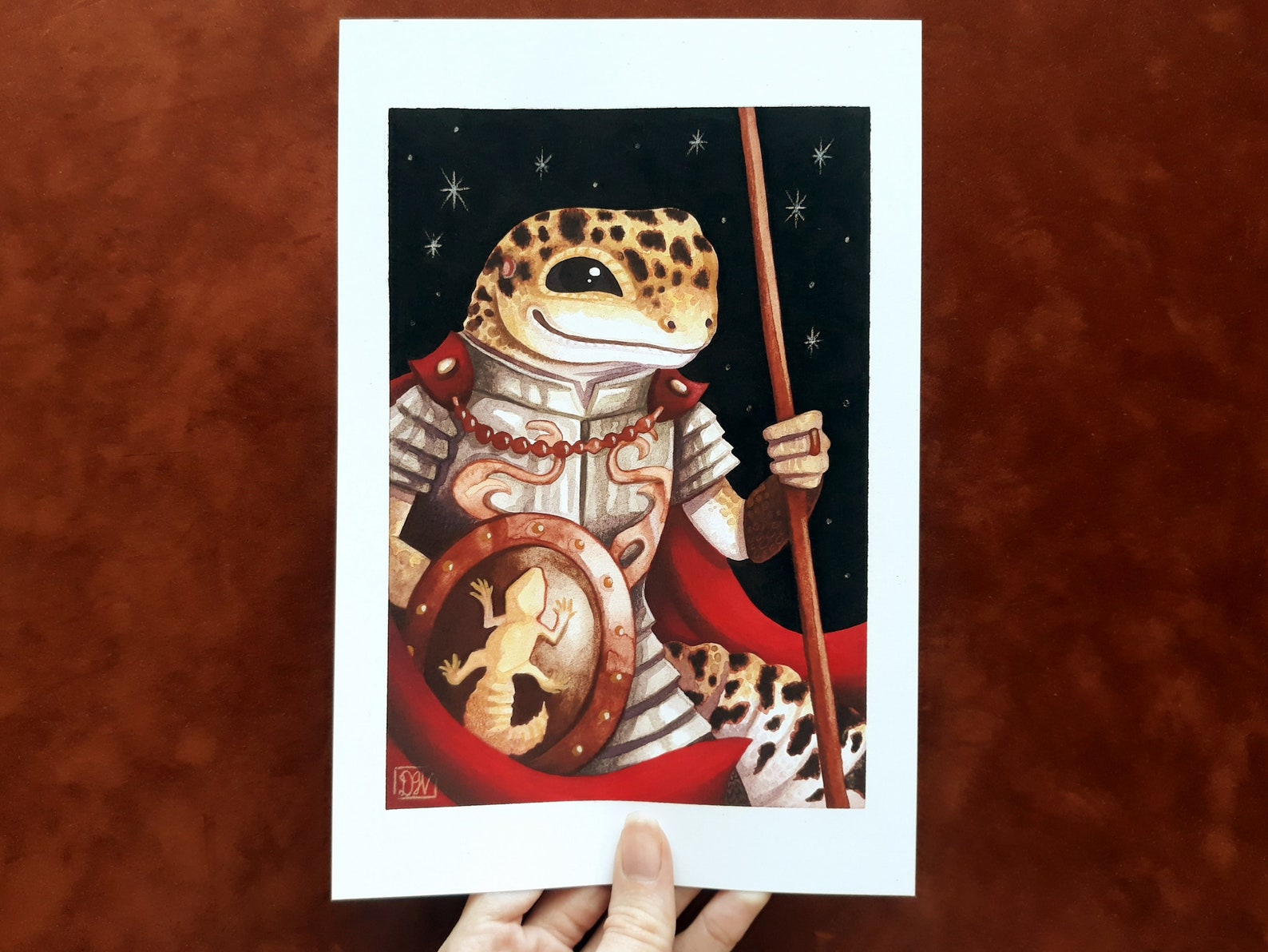 Leopard Gecko Knight Art Print Gecko Art Prints Watercolor - Etsy