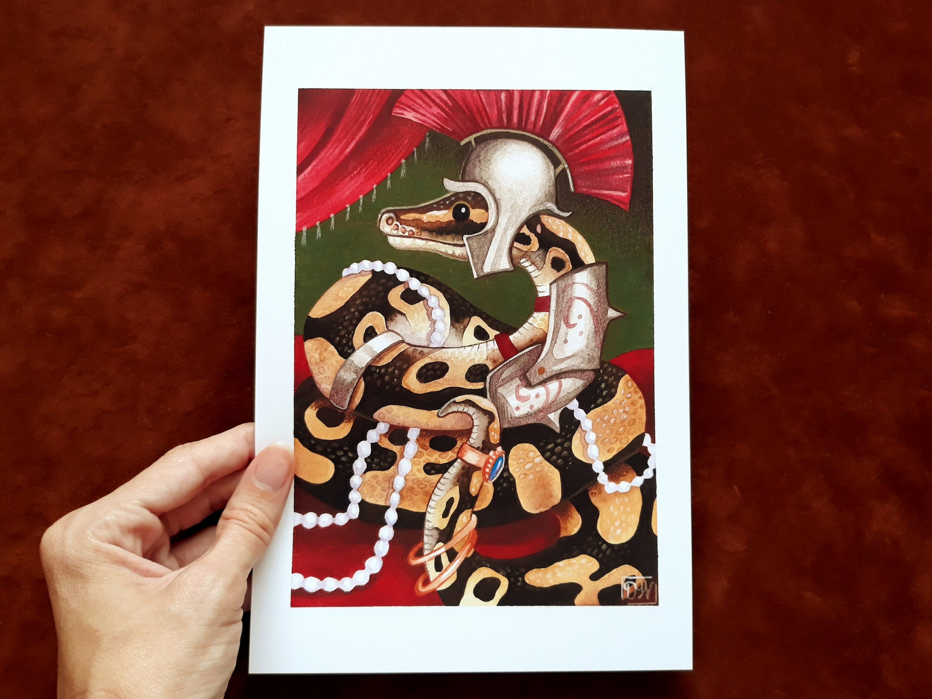 Ball Python Knight Art Print Watercolor Art Prints Warrior - Etsy