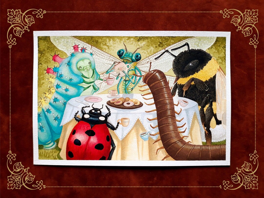 Bugs Tea Party Art Print Cute Watercolor Prints Insect Illustrations ...
