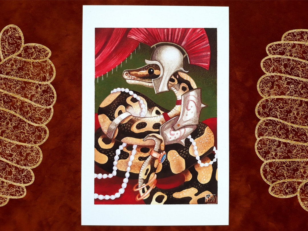 Ball Python Knight Art Print - Watercolor Art Prints - Warrior Snake ...