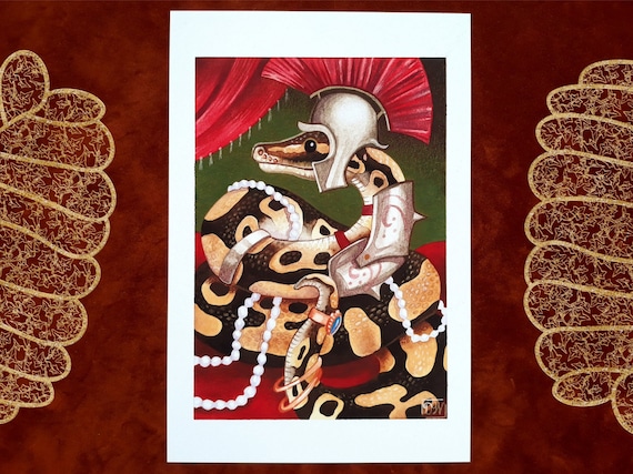 Ball Python Knight Art Print Watercolor Art Prints Warrior - Etsy