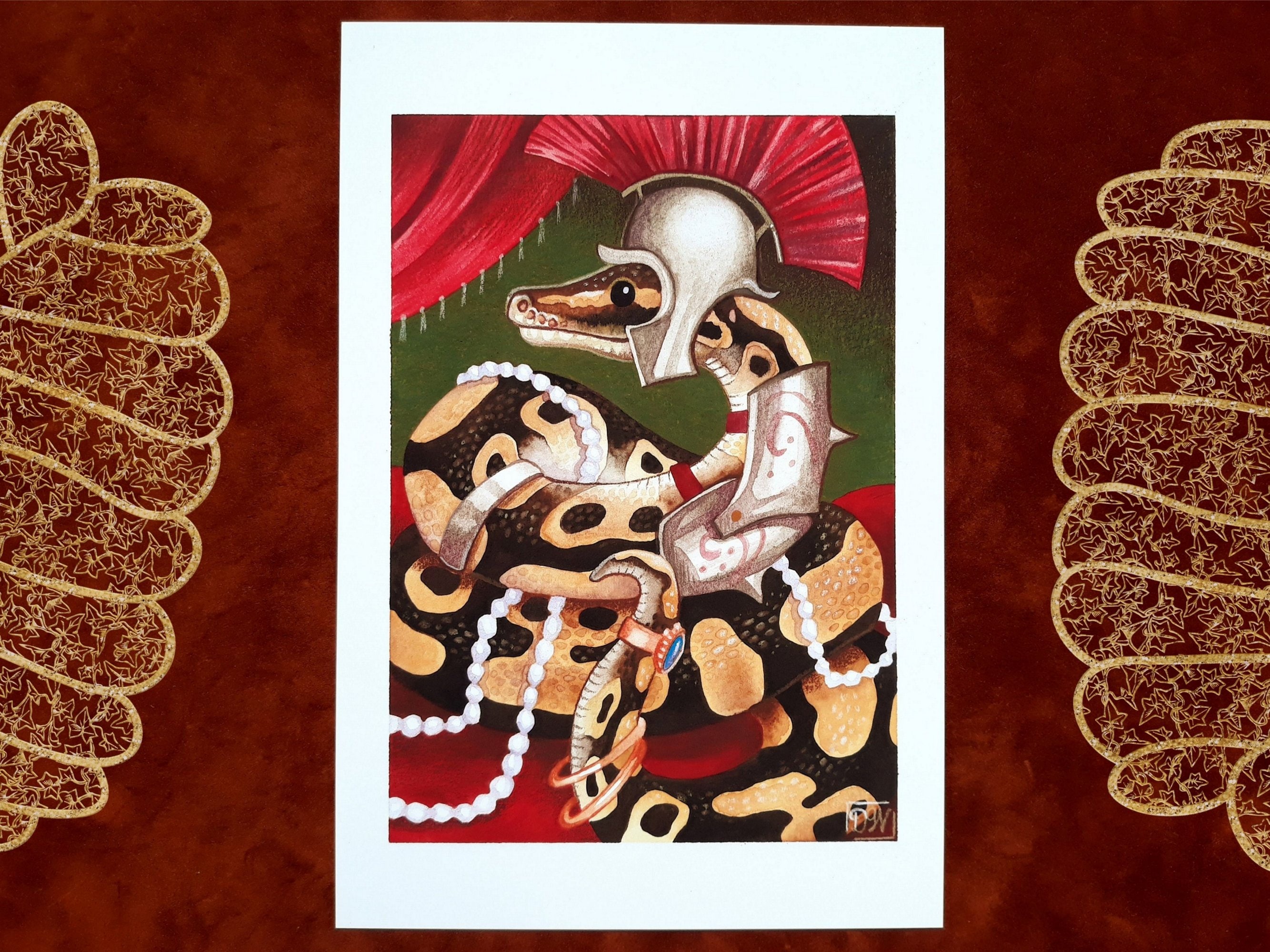 Ball Python Knight Art Print Watercolor Art Prints Warrior - Etsy