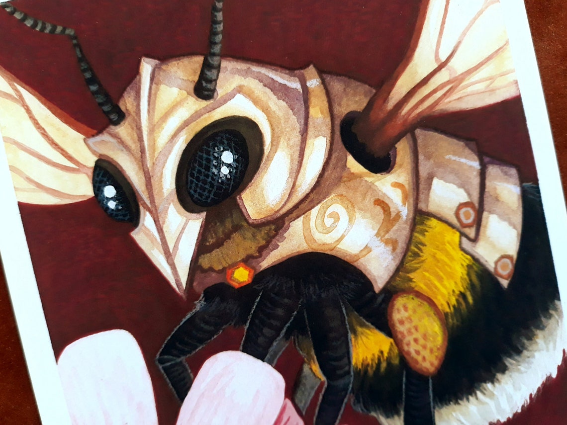 Warrior Bumblebee Illustration Art Print - Watercolor Painting Print ...