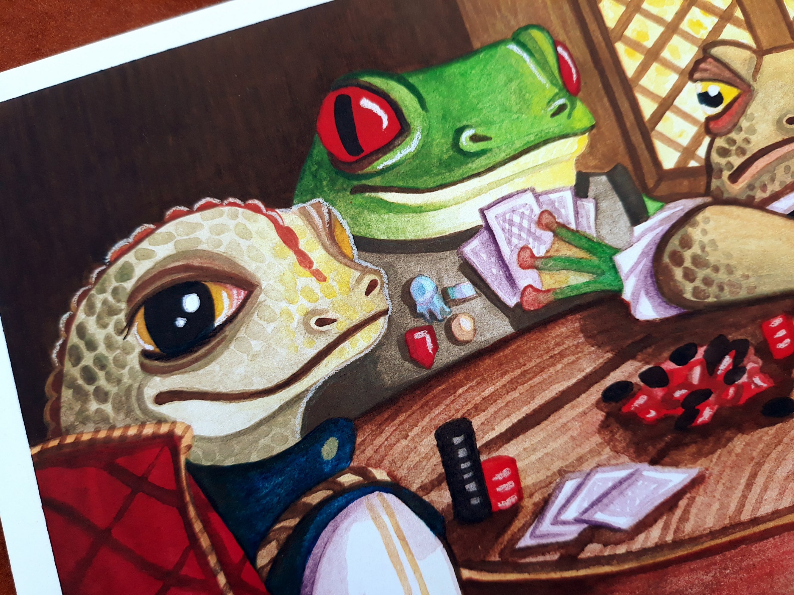 Reptiles and Amphibians Playing Poker Art Print 6x9 Print Watercolor ...