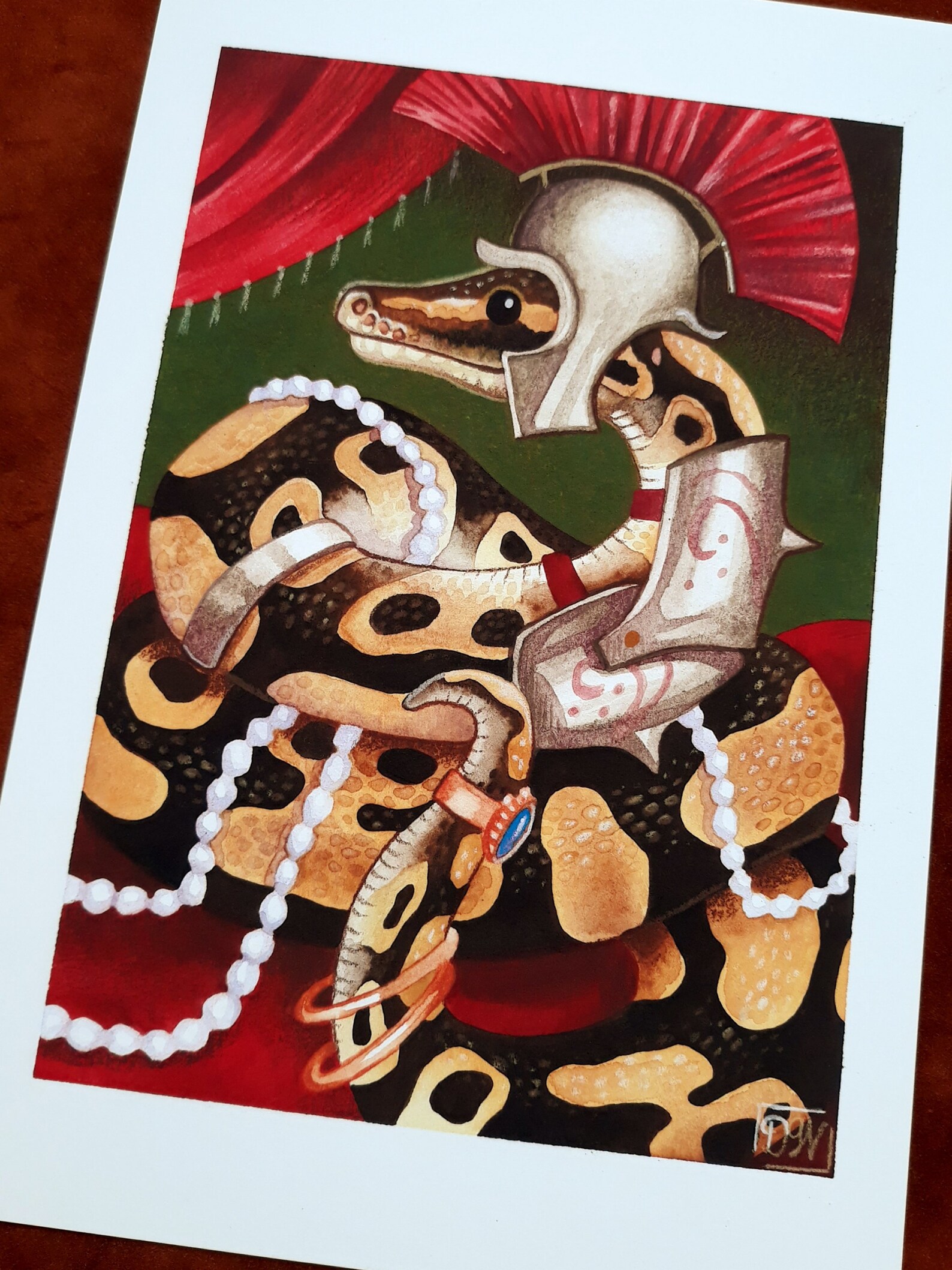 Ball Python Knight Art Print Watercolor Art Prints Warrior - Etsy