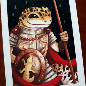 Leopard Gecko Knight Art Print - Gecko Art Prints - Watercolor Painting ...