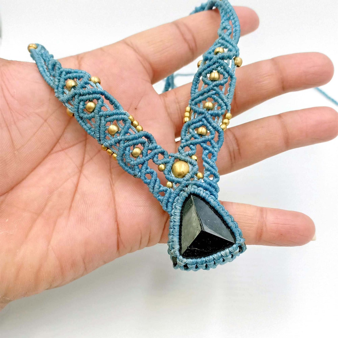 Tormalina nera Collana completa Collana Macrame Collana corda - Etsy Italia
