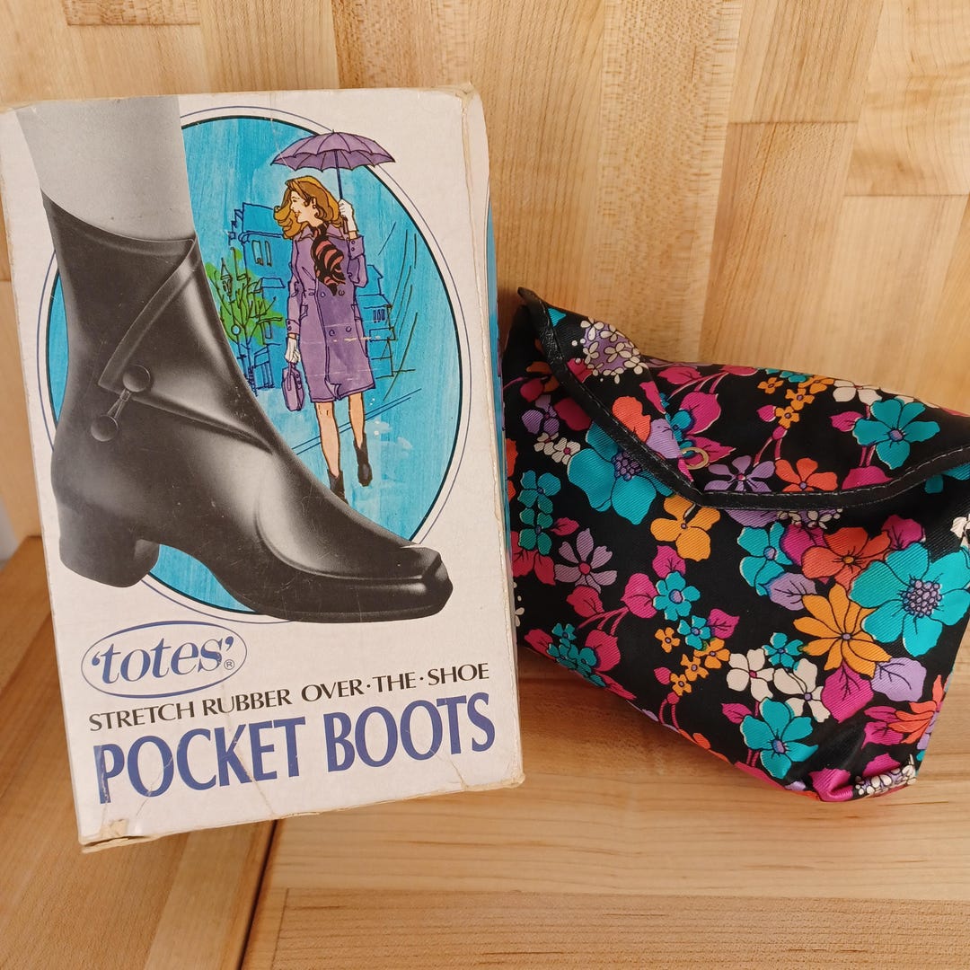 Deadstock 60s Vintage Natural Rubber Overboots, Size 8-9, Totes Pocket ...